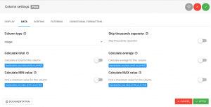 Integer columns - wpDataTables - Tables and Charts WordPress Plugin