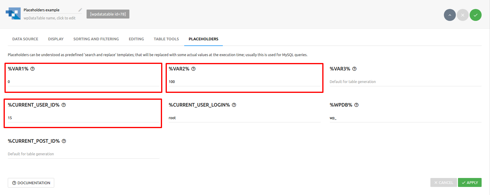Using Placeholders Wpdatatables Tables And Charts Wordpress Plugin