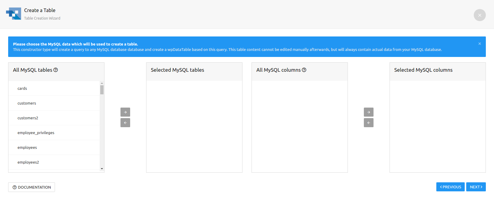 Creating A Table In Wordpress Using The Wizard Wpdatatables Tables And Charts Wordpress Plugin