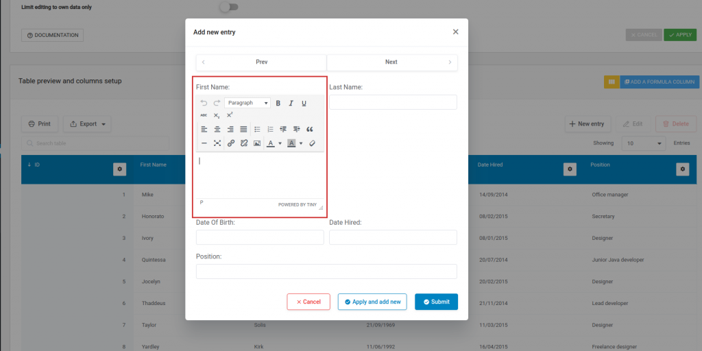 Editor Input Types In Wpdatatables Wpdatatables Tables And Charts Plugin