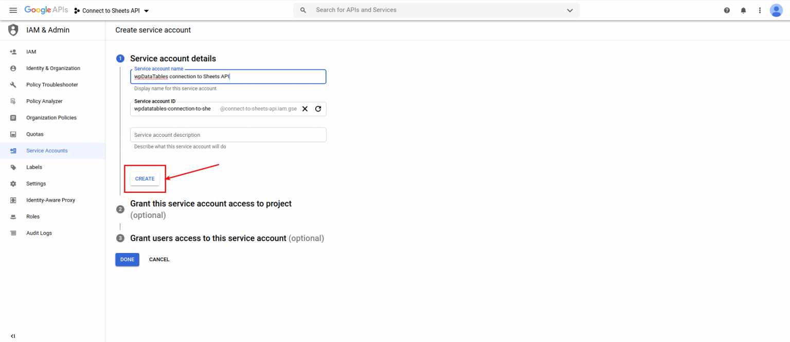 How to connect Wordpress tables with Google Sheets API?
