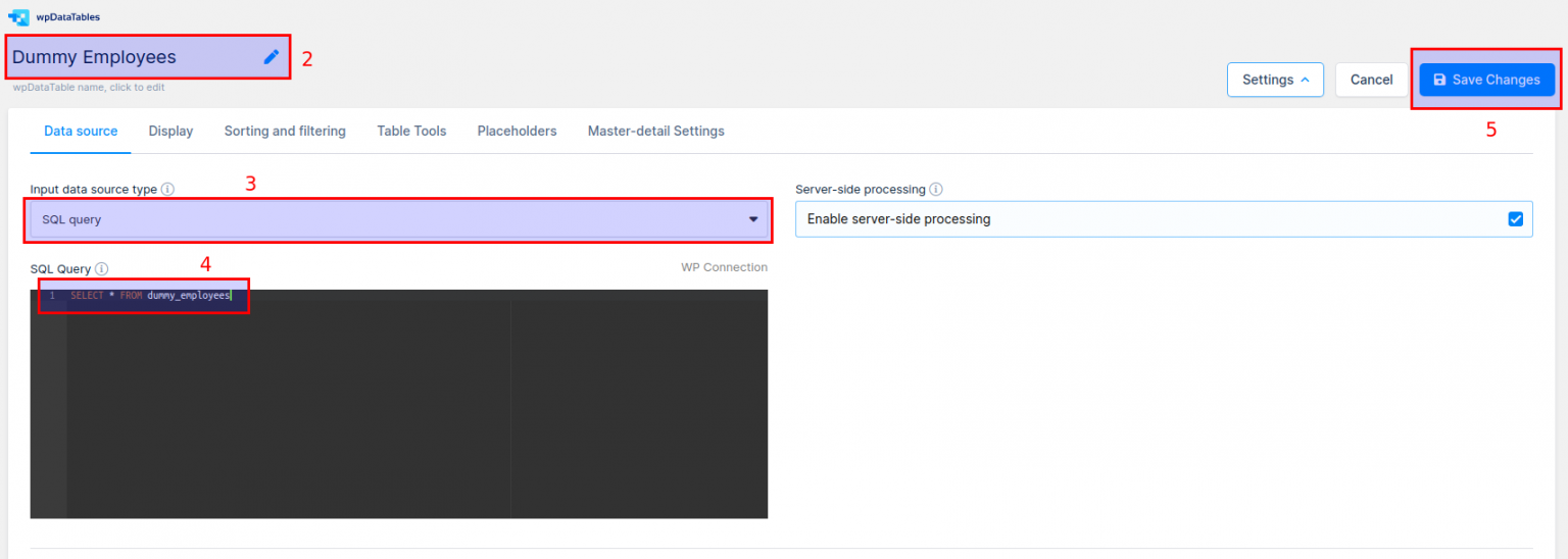 How to create a MySQL based table with wpDataTables