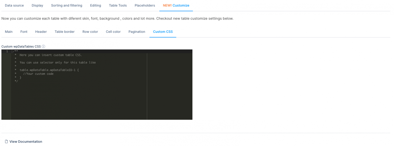 Customize table - wpDataTables - Tables and Charts WordPress Plugin