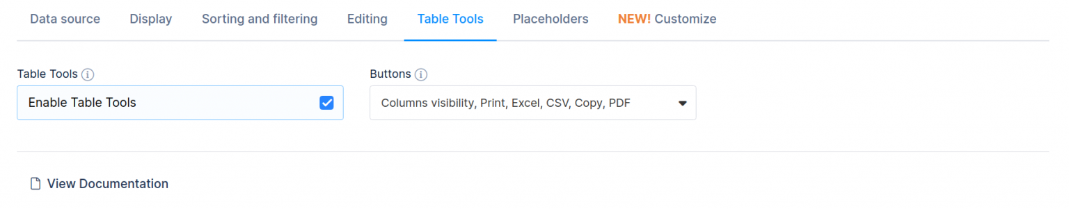 Table Elements And Configuration In Wpdatatables