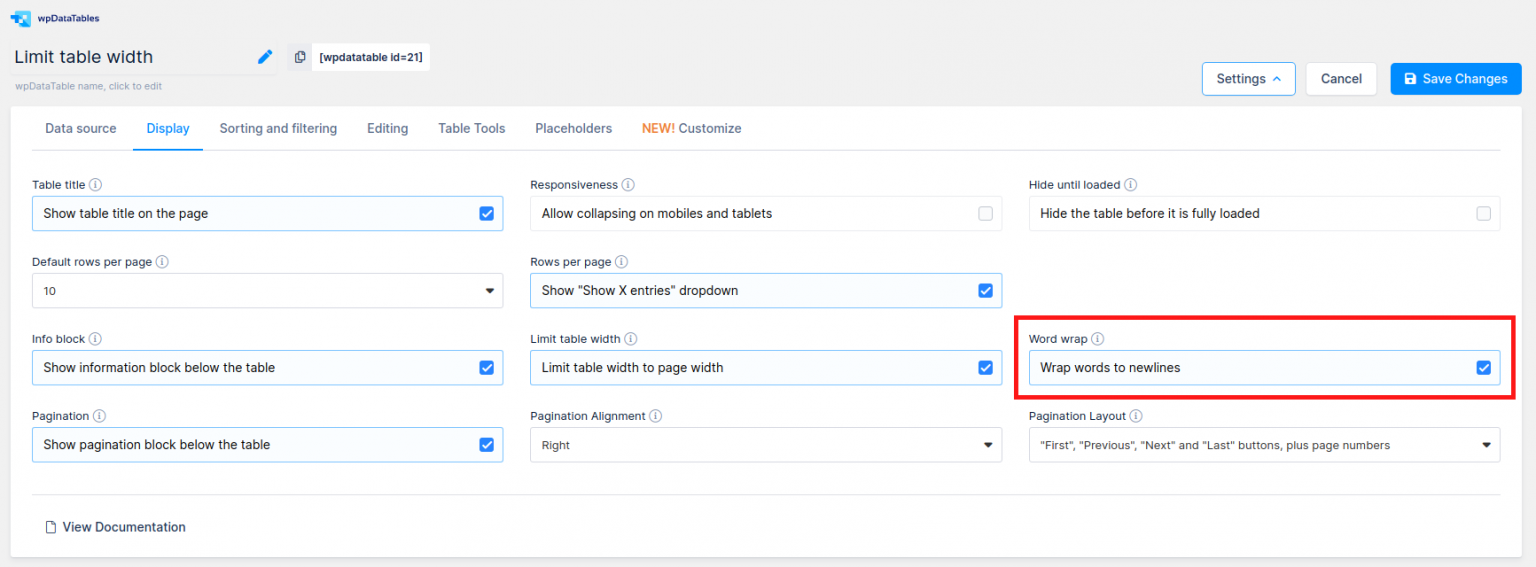 Table layout and word wrap - wpDataTables Tables and Charts Plugin