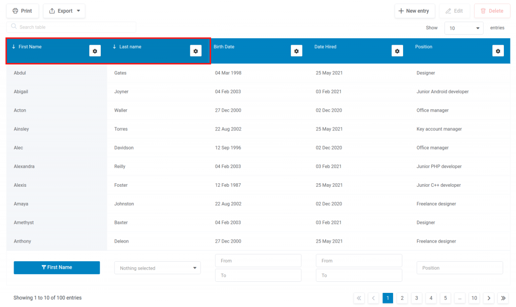 Sorting tables in WordPress - wpDataTables Tables and Charts Plugin