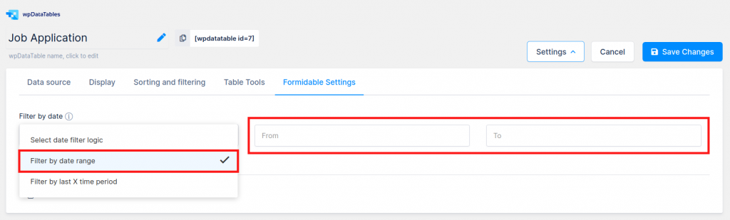 Formidable Forms integration - wpDataTables Tables and Charts Plugin