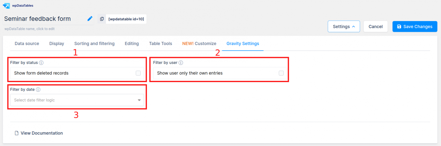 Gravity Forms integration - wpDataTables Tables and Charts Plugin