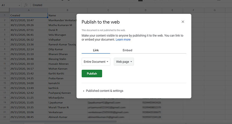 How To Publish An Excel Spreadsheet On The Web