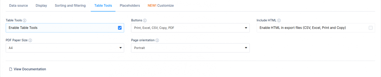 Table tools - wpDataTables - Tables and Charts WordPress Plugin
