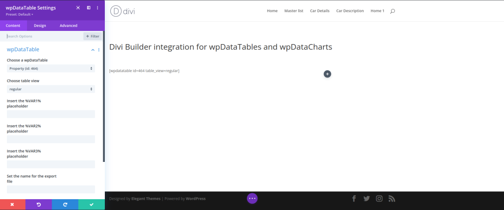 DIVI Builder integration - wpDataTables - Tables and Charts WordPress Plugin