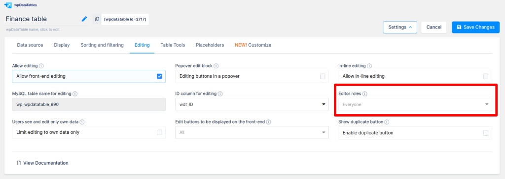 Creating Editable Tables Wpdatatables Tables And Charts Plugin