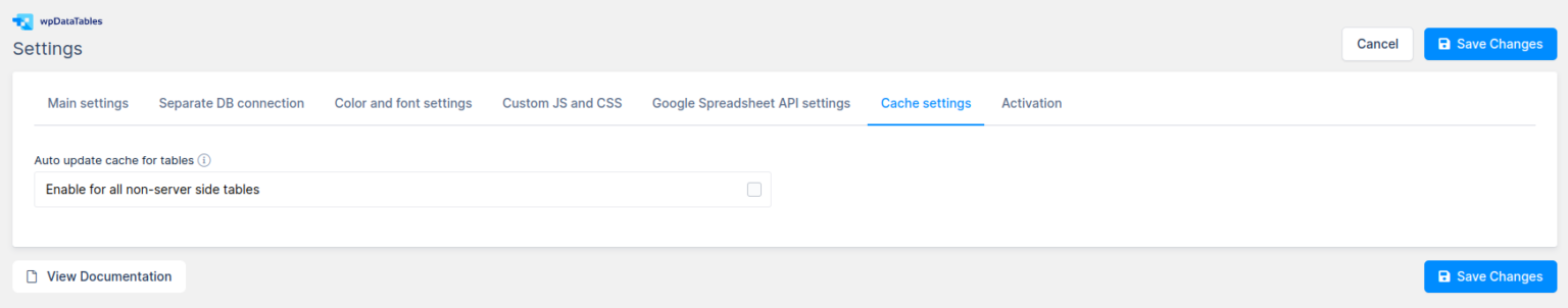 Configuration - wpDataTables - Tables and Charts WordPress Plugin