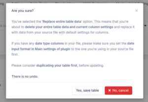Update manual tables from source files (CSV, Excel or Google sheet ...