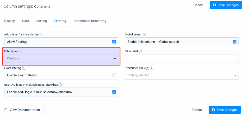 Advanced filtering - wpDataTables - Tables and Charts WordPress Plugin