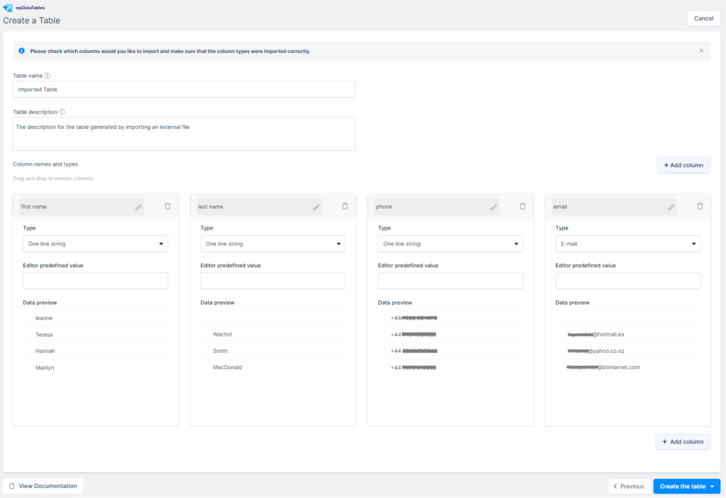 Creating A Table In Wordpress Using The Wizard Wpdatatables Tables And Charts Wordpress Plugin
