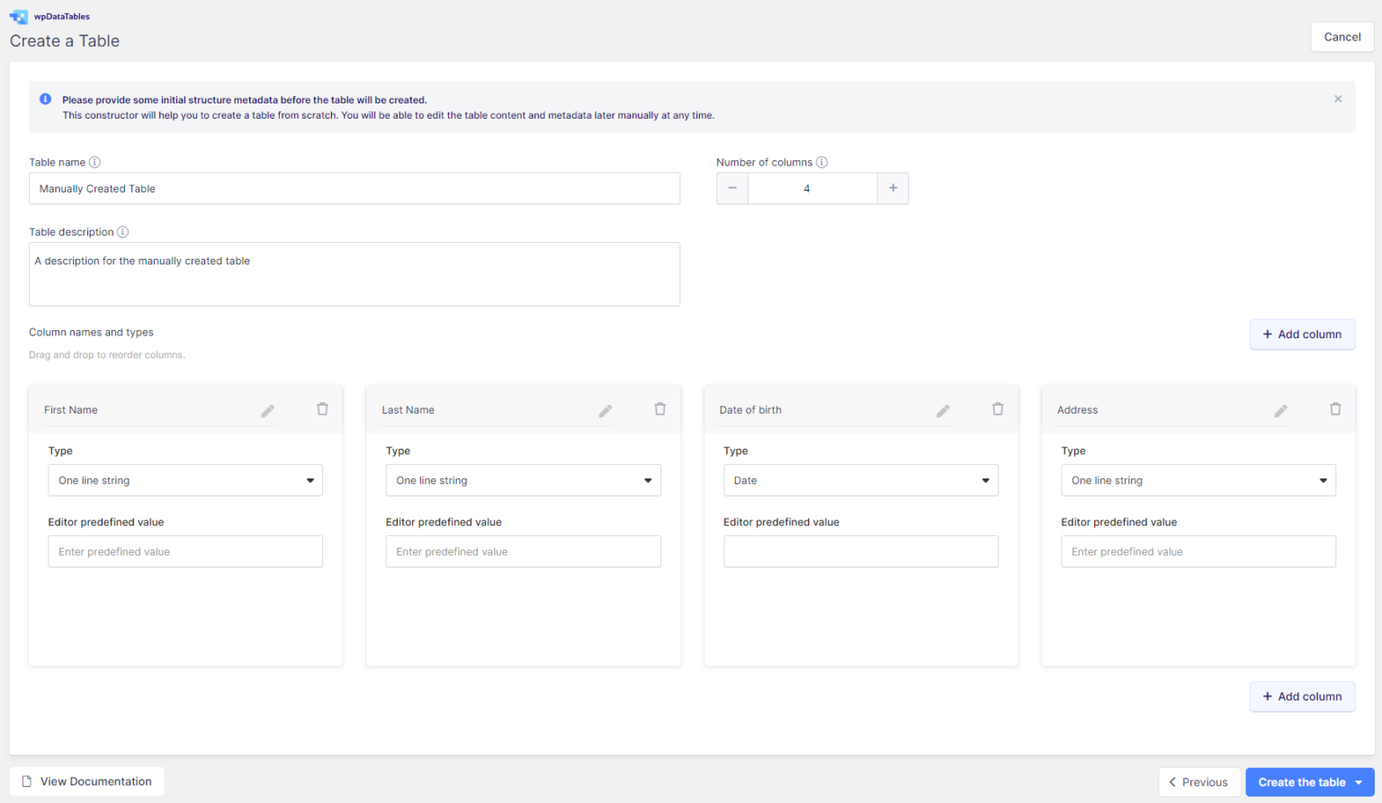 Creating A Table In Wordpress Using The Wizard Wpdatatables Tables And Charts Wordpress Plugin