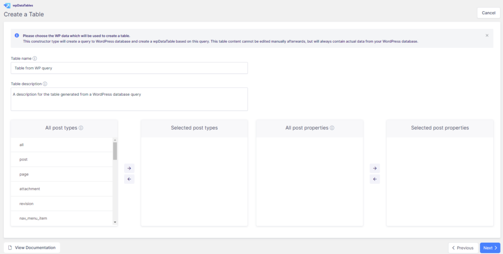 Creating A Table In Wordpress Using The Wizard Wpdatatables Tables And Charts Wordpress Plugin