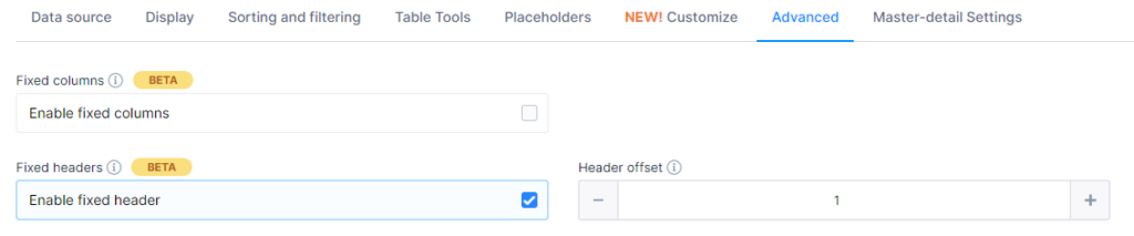 Fixed Header In Wordpress Tables Wpdatatables Tables And Charts Wordpress Plugin