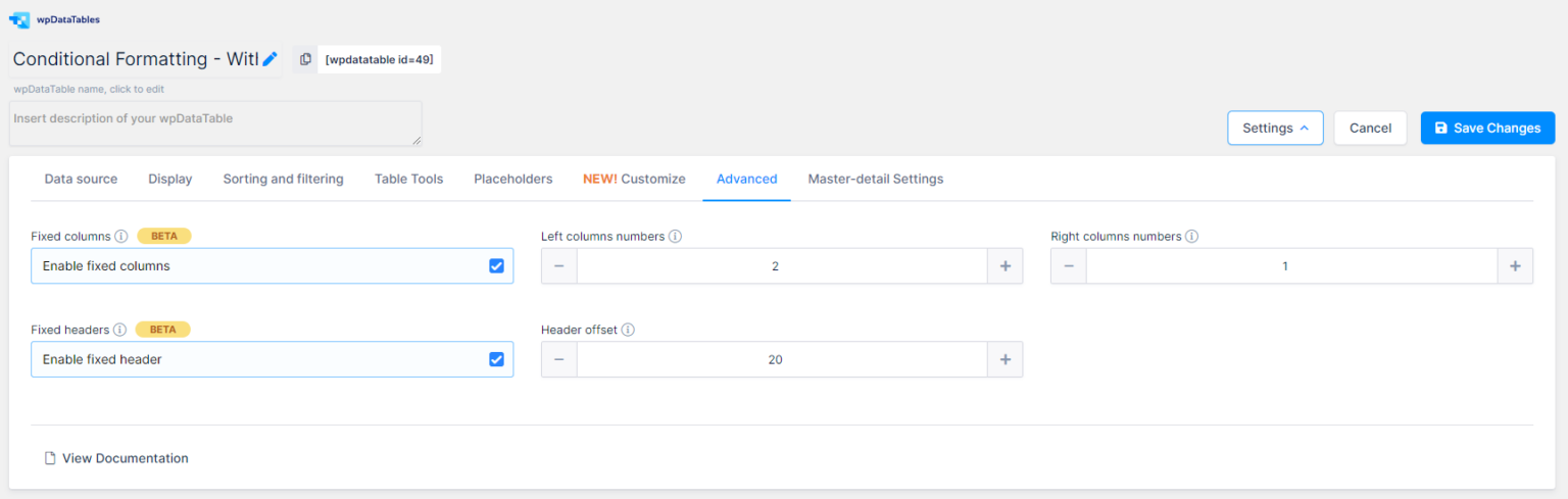 Table Elements And Configuration In Wpdatatables