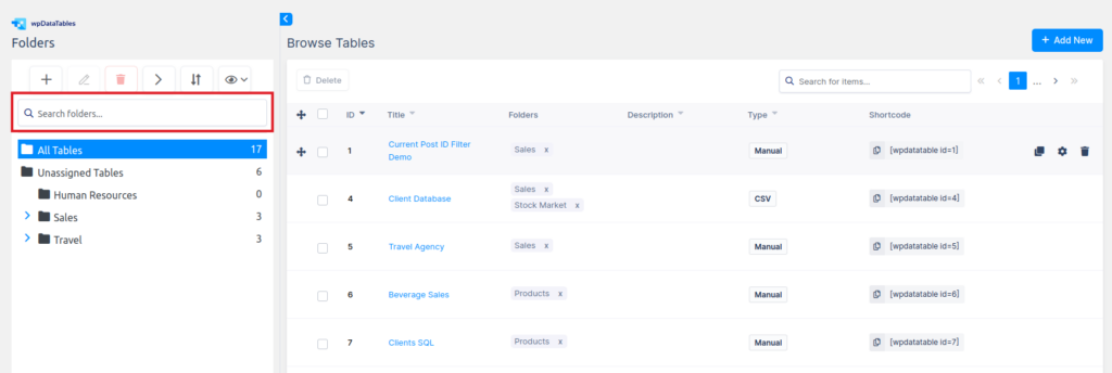 Folders Categories For Wordpress Tables And Charts Wpdatatables
