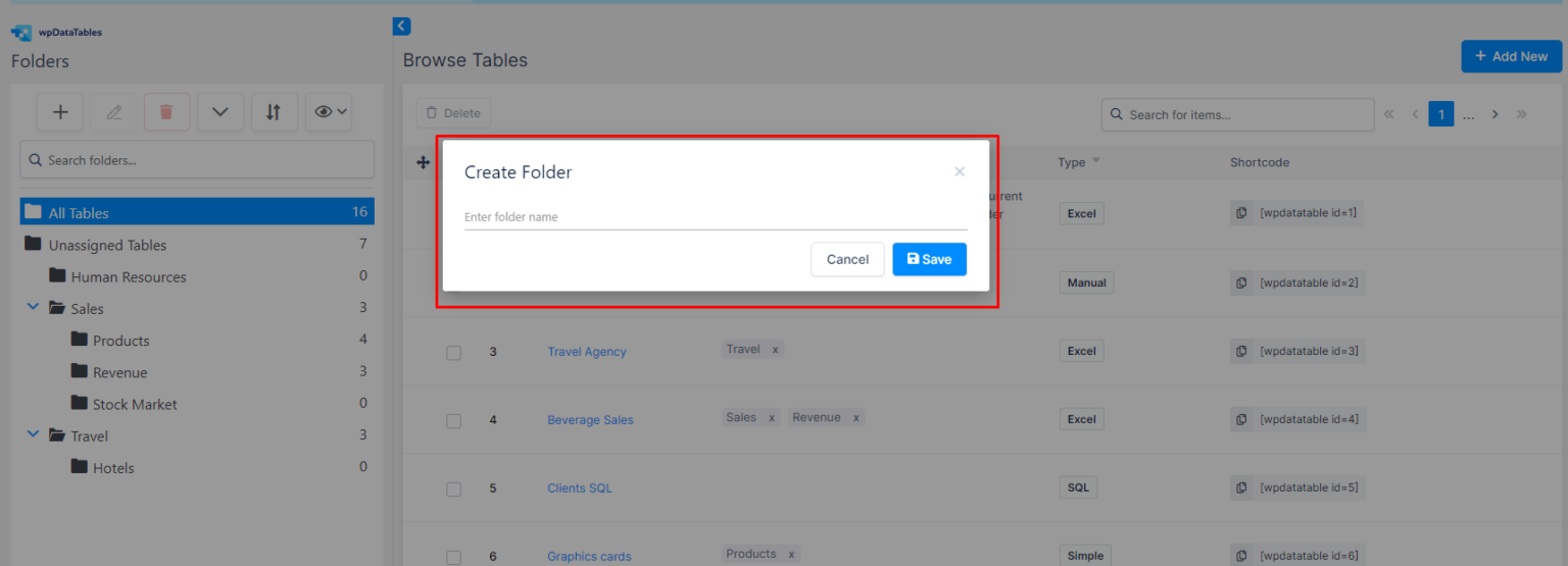 Folders Categories For Wordpress Tables And Charts Wpdatatables Tables And Charts