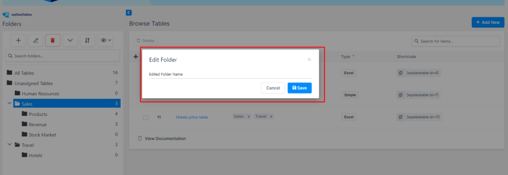 Folders Categories For Wordpress Tables And Charts Wpdatatables Tables And Charts