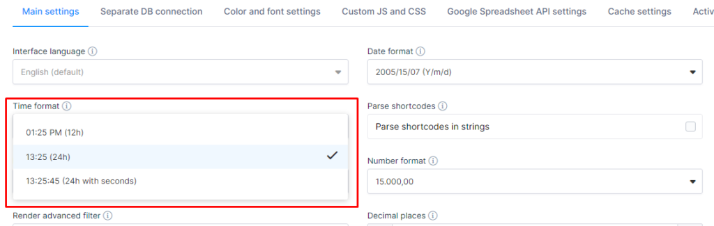 Time columns - wpDataTables - Tables and Charts WordPress Plugin